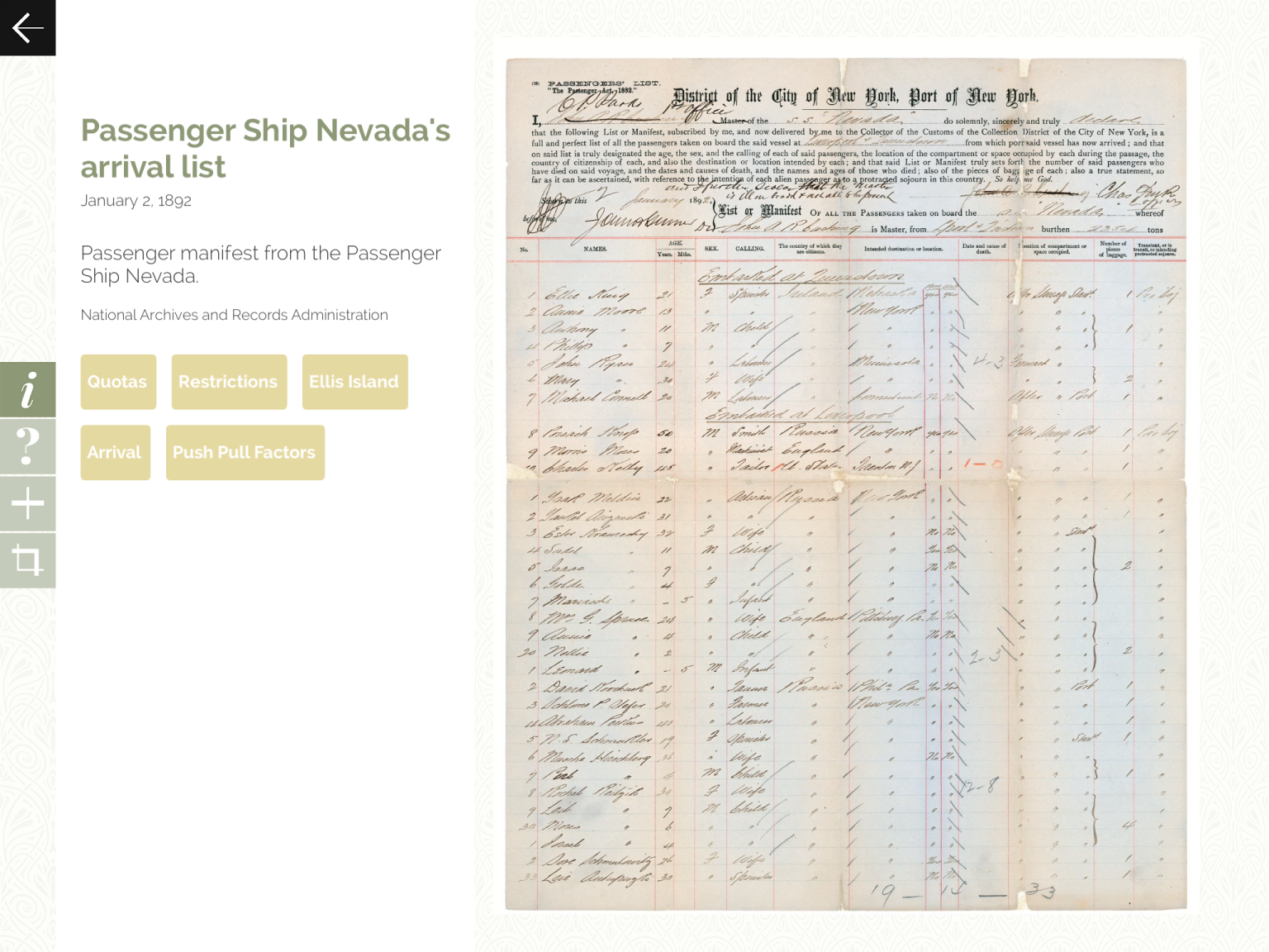 National Archives Documents in New iPad App–The New Immigrants: NYC ...